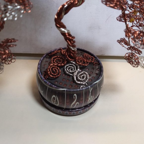 Hand Crafted | Art | Copper Silver Bonsai Wire Tree Tree Of Life Joshua ...